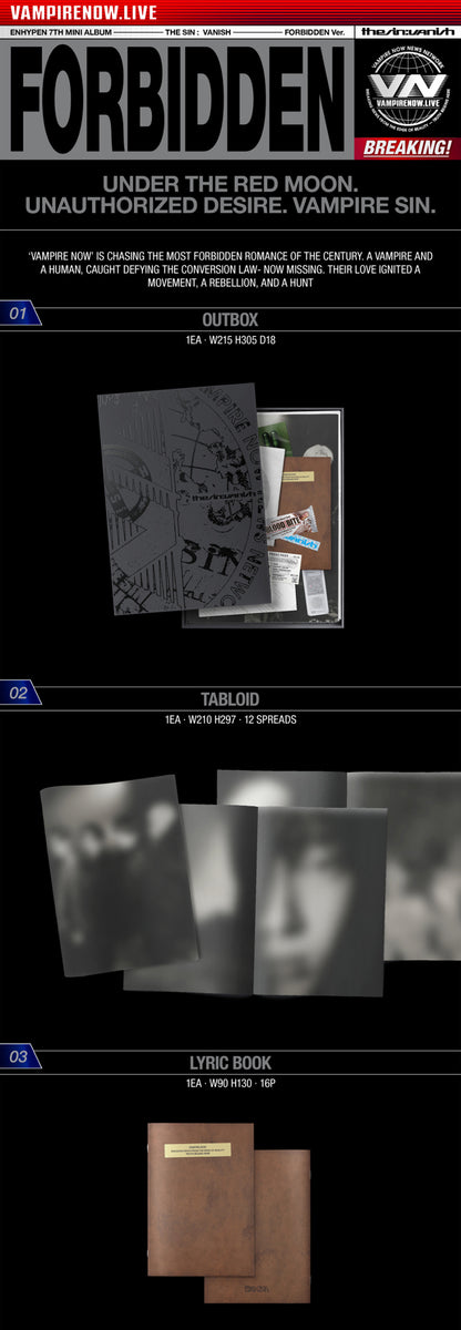 ENHYPEN – THE SIN : VANISH / Standard versions *SET OF 3* +BONUS - K ...